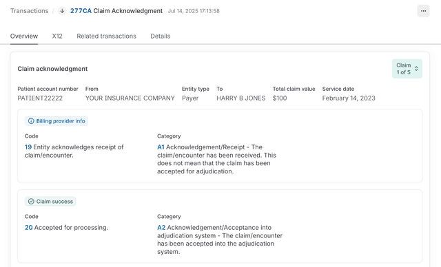 277CA claim acknowledgments - Stedi