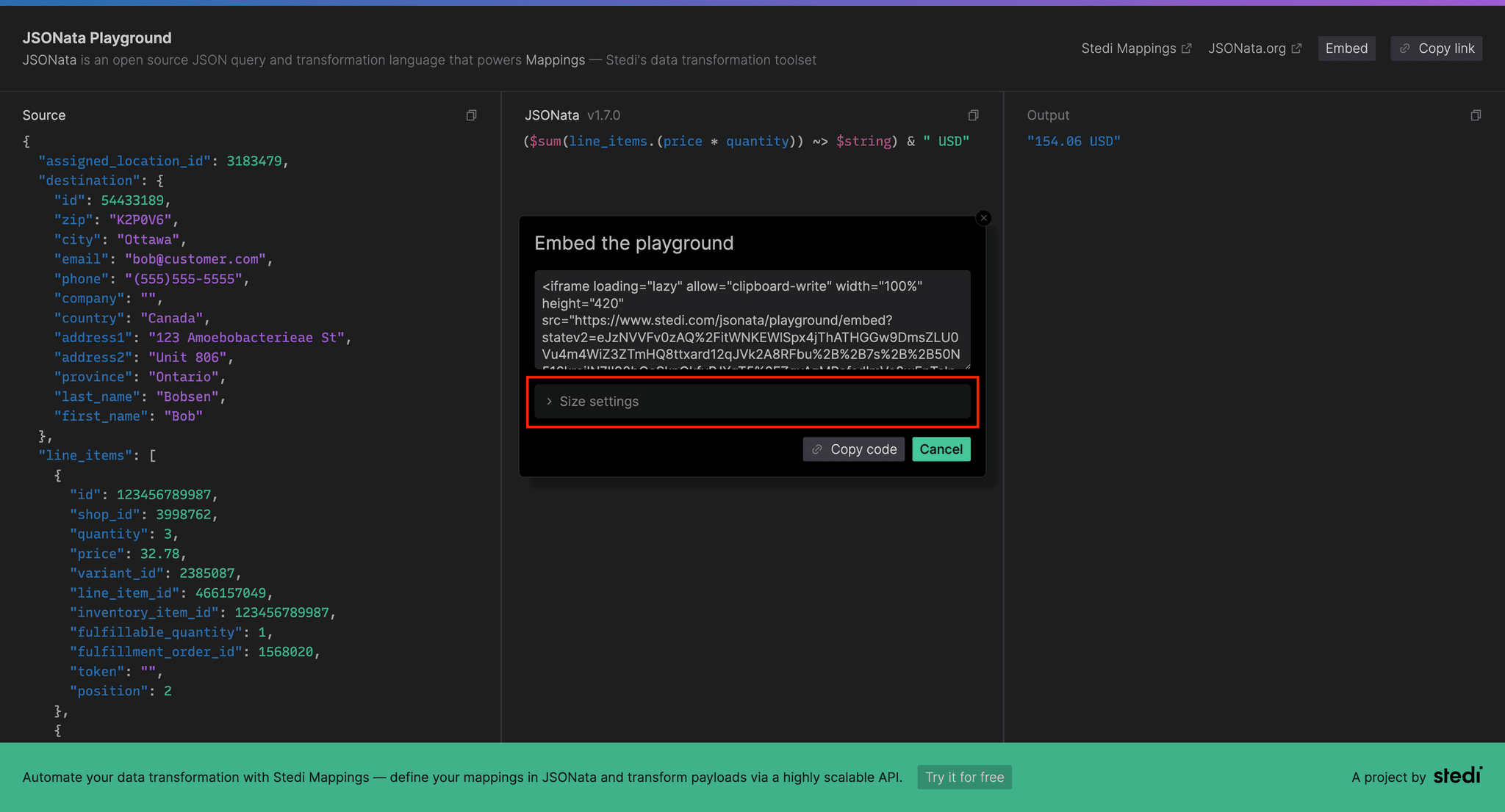 JSONata Playground - Stedi
