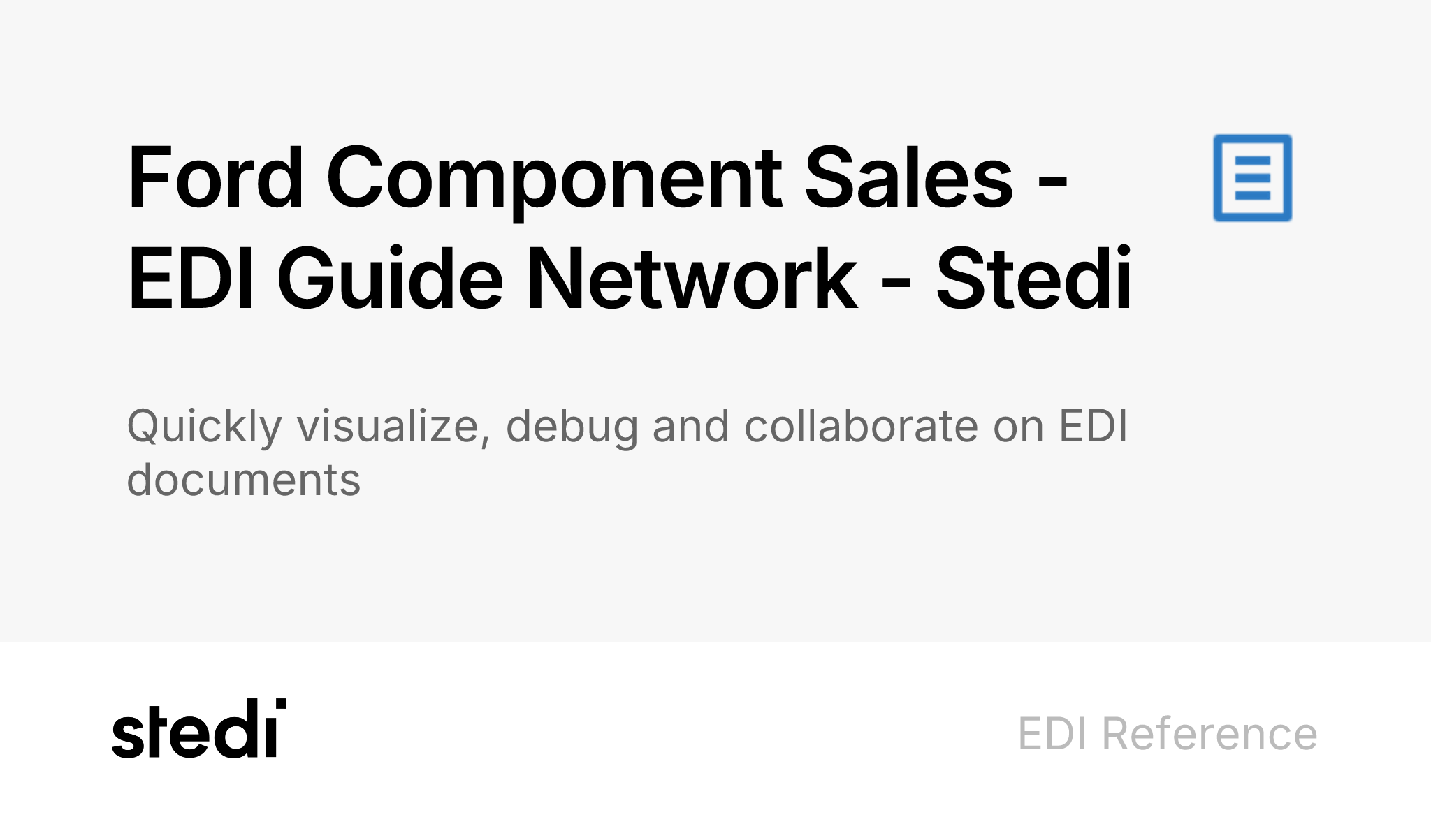 Ford Component Sales Guides - Stedi EDI Network