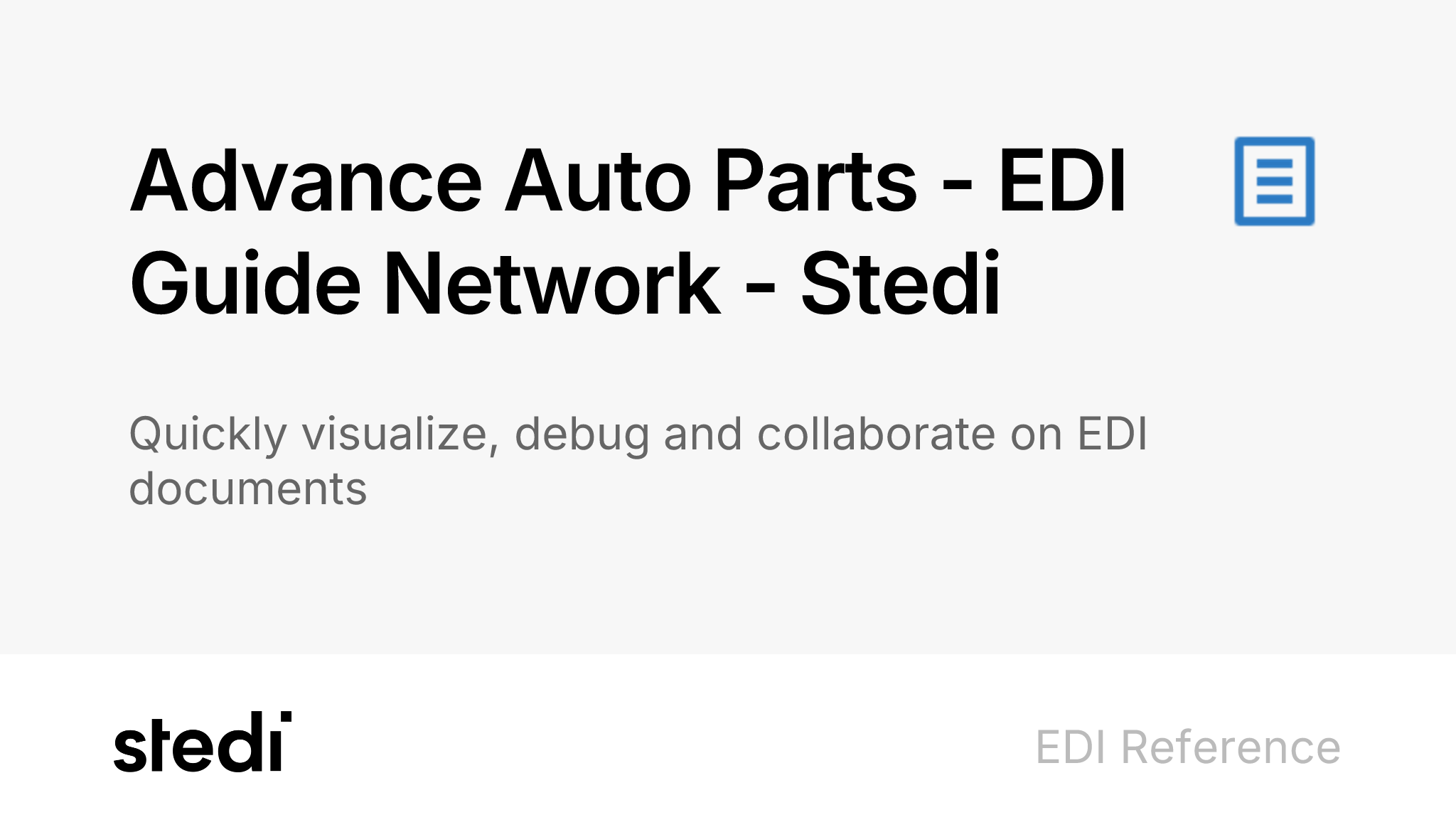 Advance Auto Parts Guides - Stedi EDI Network