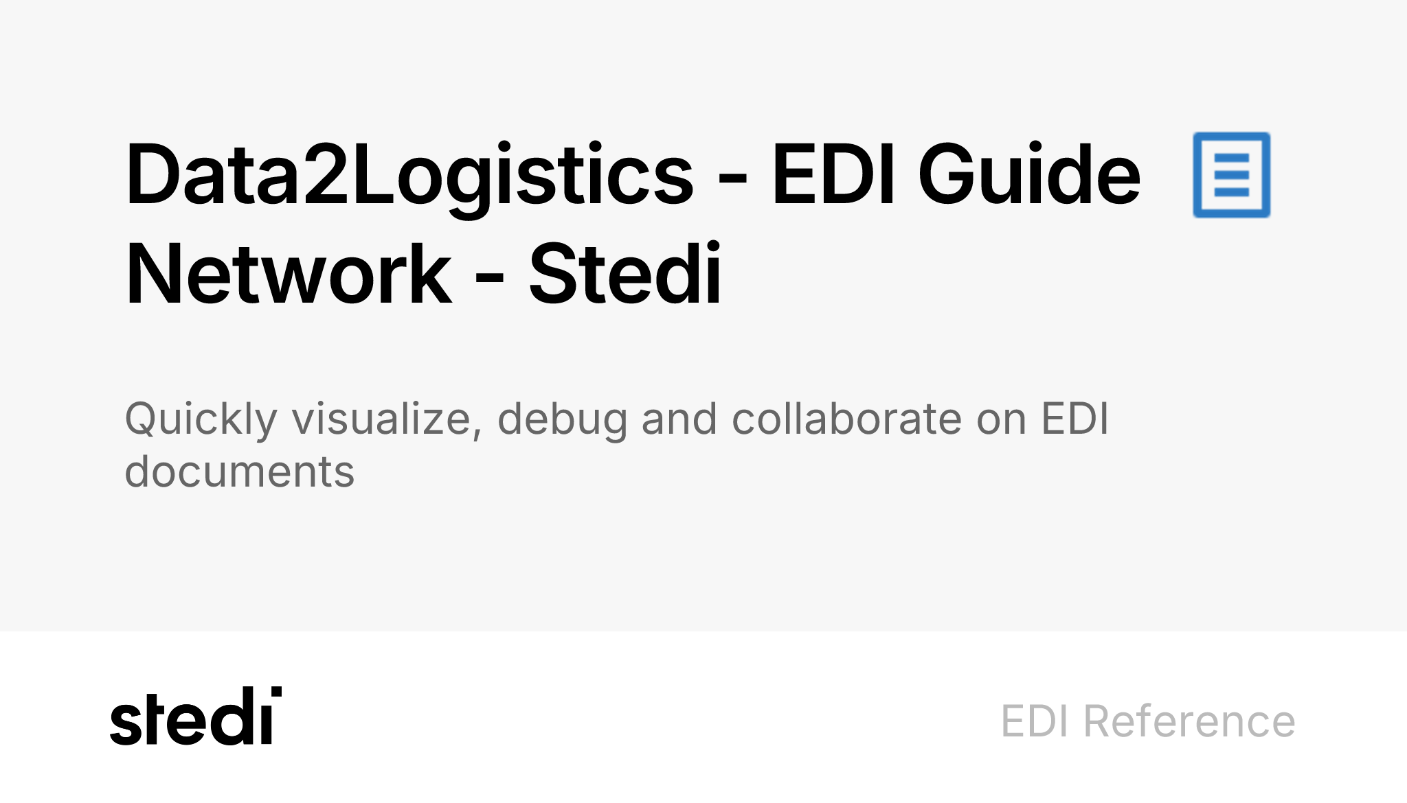 Data2Logistics Guides - Stedi EDI Network