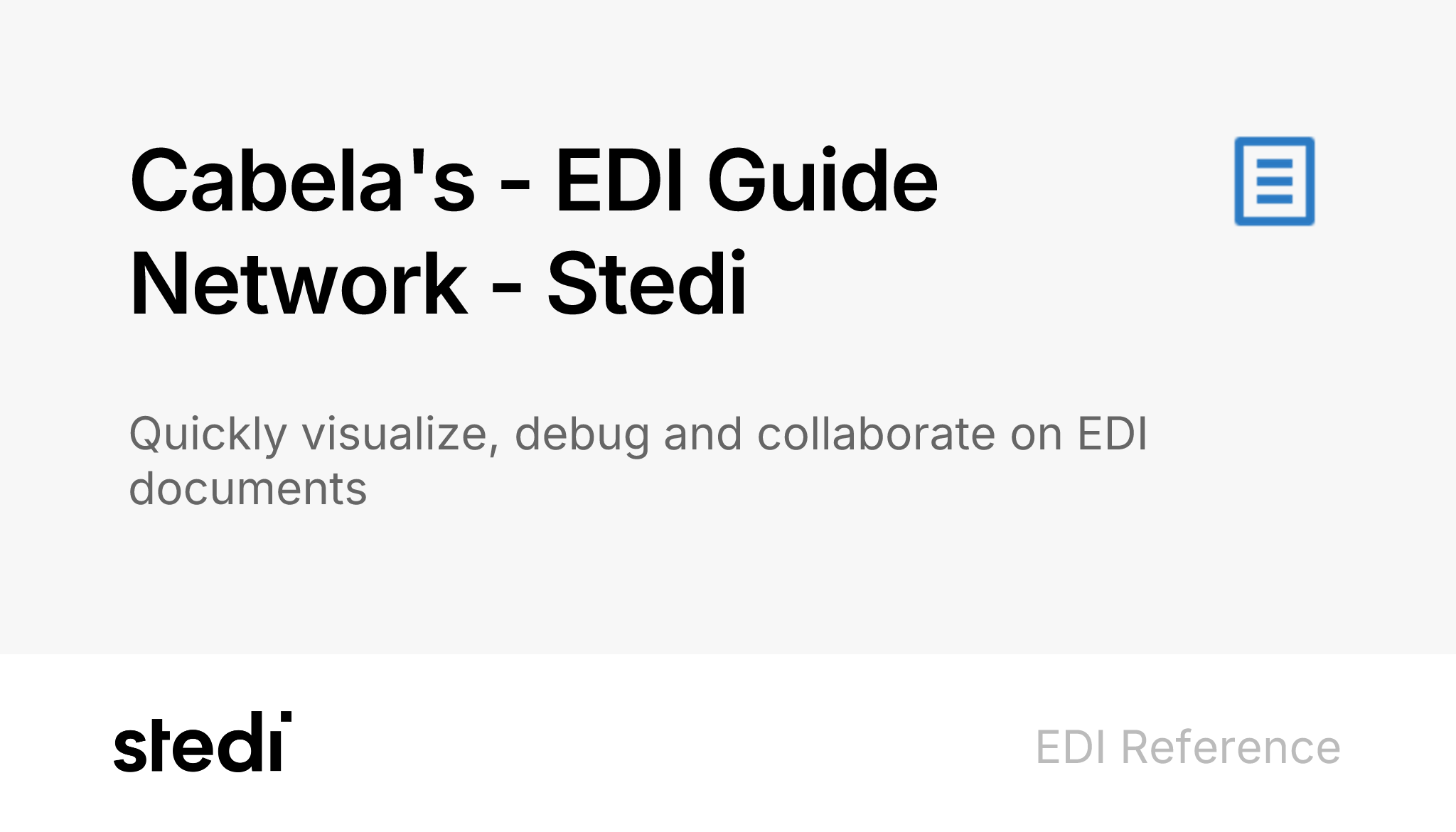 Cabela's Guides - Stedi EDI Network